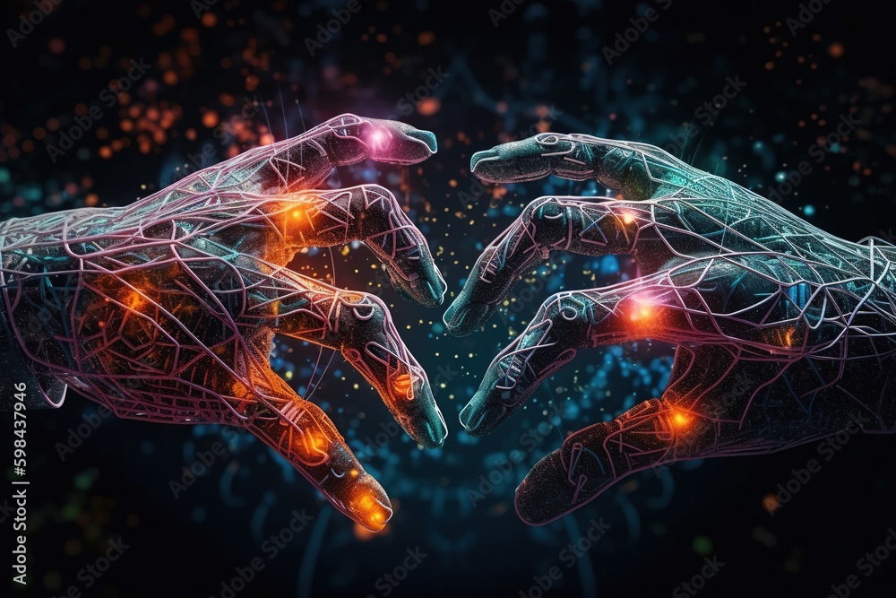 Artificial intelligence. Concept of digital networks. Development of ...