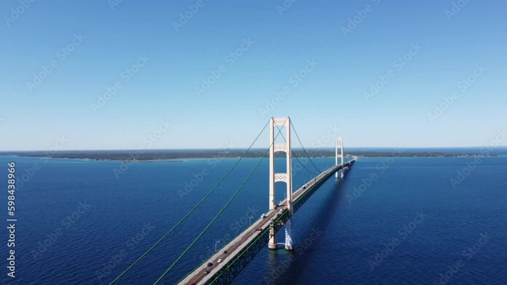 mackinaw city mackinac island and bridge people driving over bridge ...