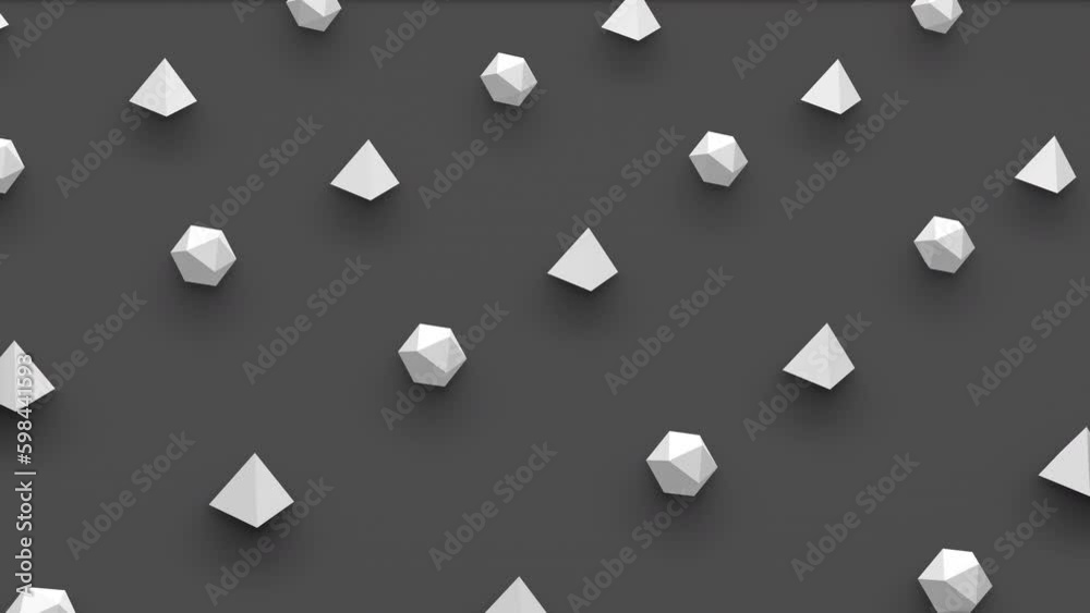 Futuristic 3d render of pyramid and platonic isoca shapes with random ...