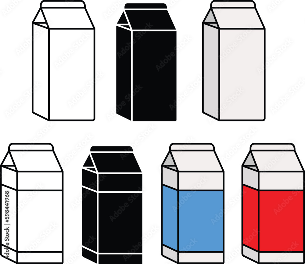 Cardboard Carton for Milk or Juice Clipart - Outline, Silhouette ...