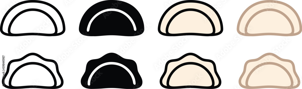 Dumpling or Pierogi Food Clipart Set - Outline, Silhouette & Color ...
