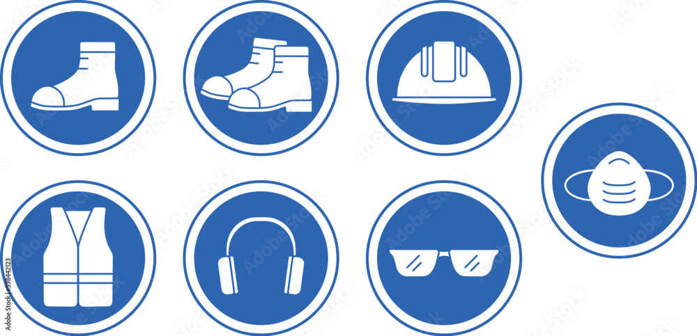 Workplace Safety Equipment Icon Clipart - Blue Stock Vector | Adobe Stock