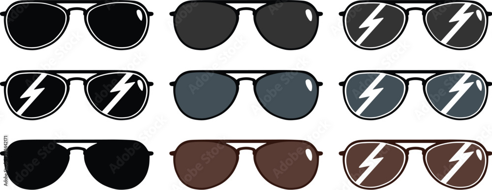 Sunglasses Clipart Set - Outline, Silhouette and Color Stock Vector ...