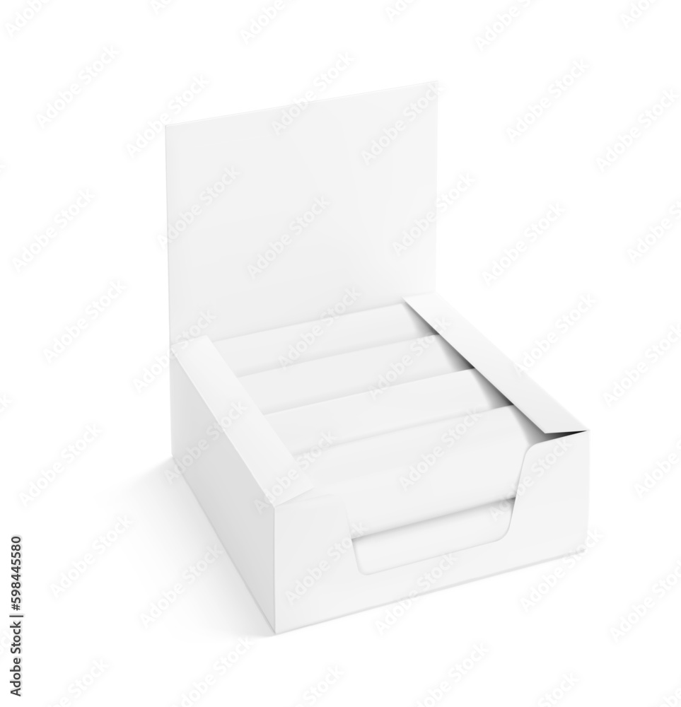Blank open show box mockup with bars. Vector illustration isolated on ...