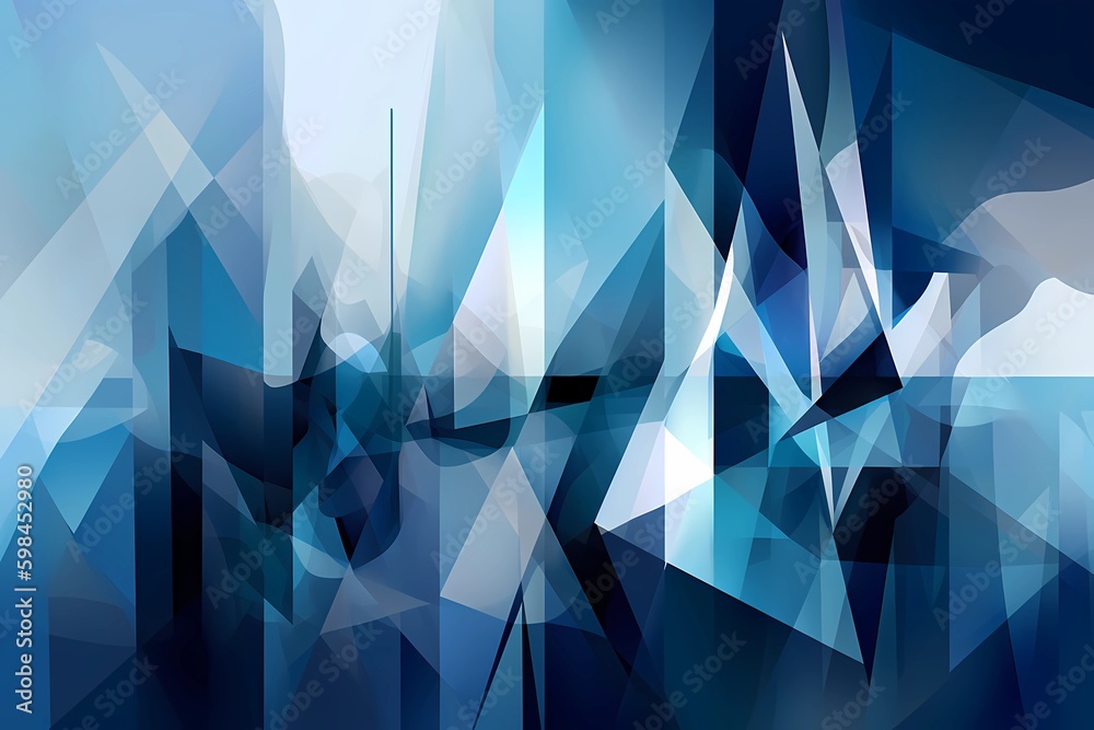 Geometric and calm digital background made of bluish and turquoise ...