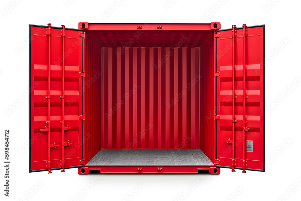 Container, open door, white background. Neural network AI generated art ...