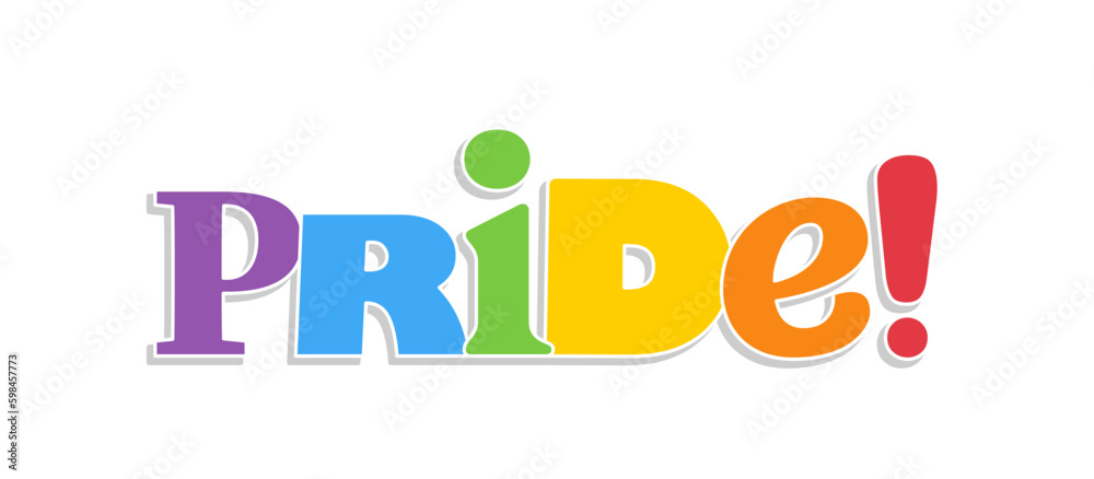 Pride lettering with rainbow flag colors. Different style letters ...