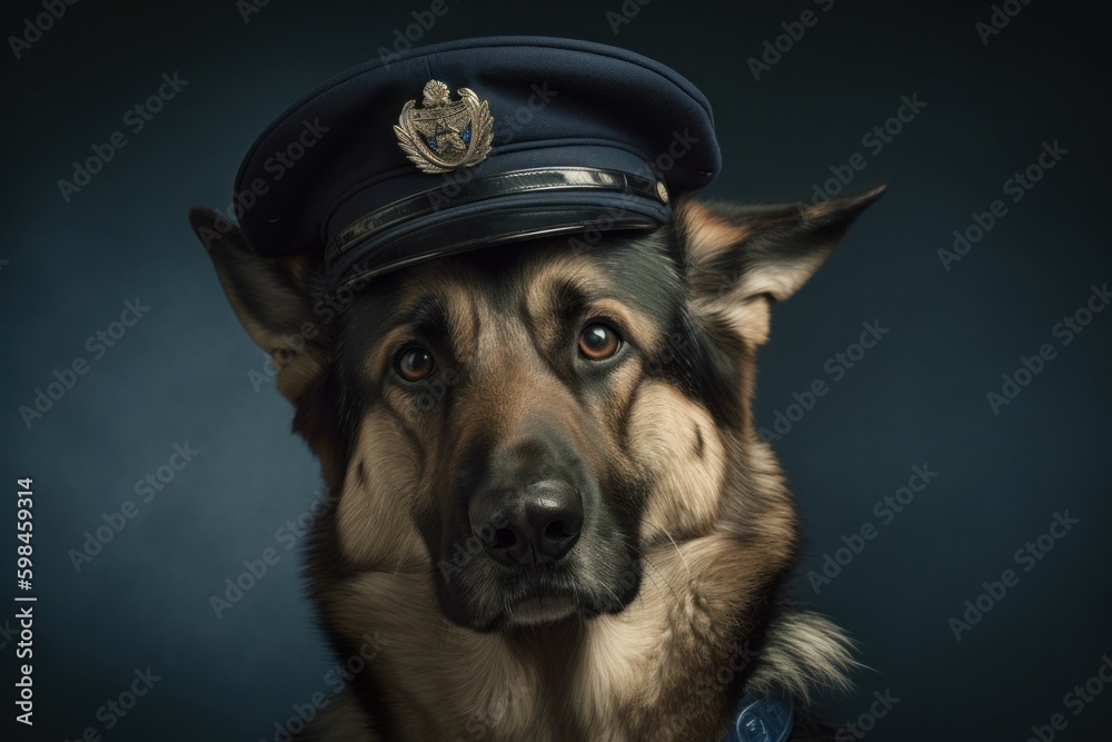 Anthropomorphic dog breed German Shepherd with a headdress. Concept of ...
