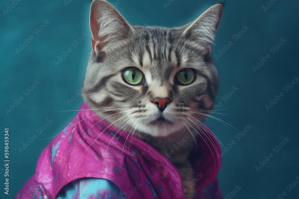 Anthropomorphic cat dressed in human clothing. humanized animal concept ...