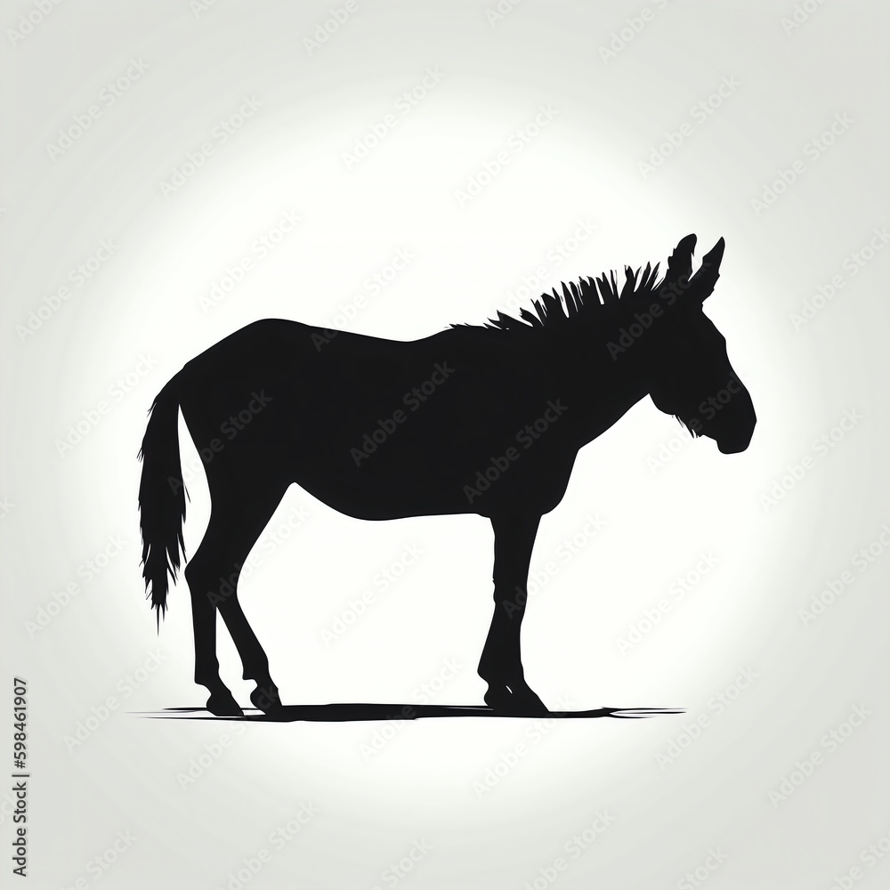 donkey silhouette - isolated vector illustration on white background ...