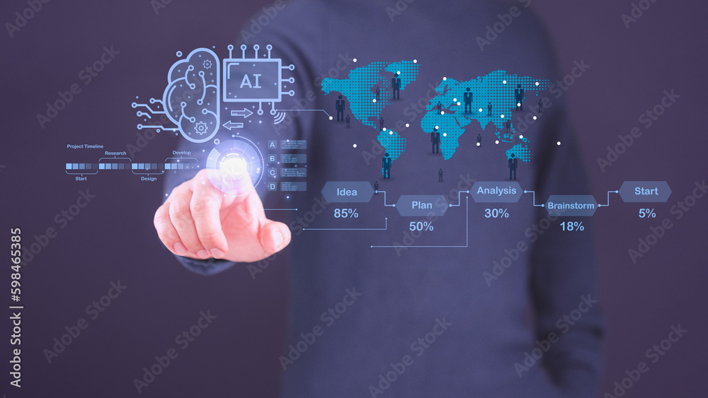 Foto Stock AI technology big data and business process strategy ...
