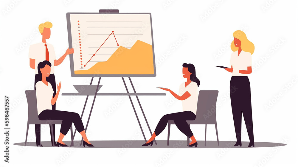 Teamwork or team building, office business meeting illustration ...