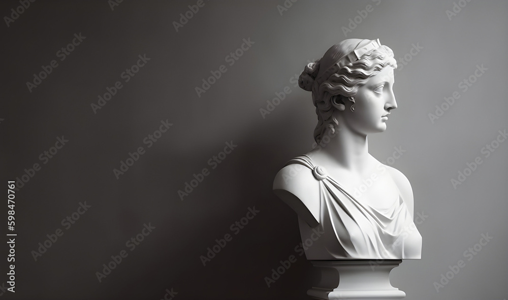 Classical Greek marble bust of a woman. AI generated illustration ...
