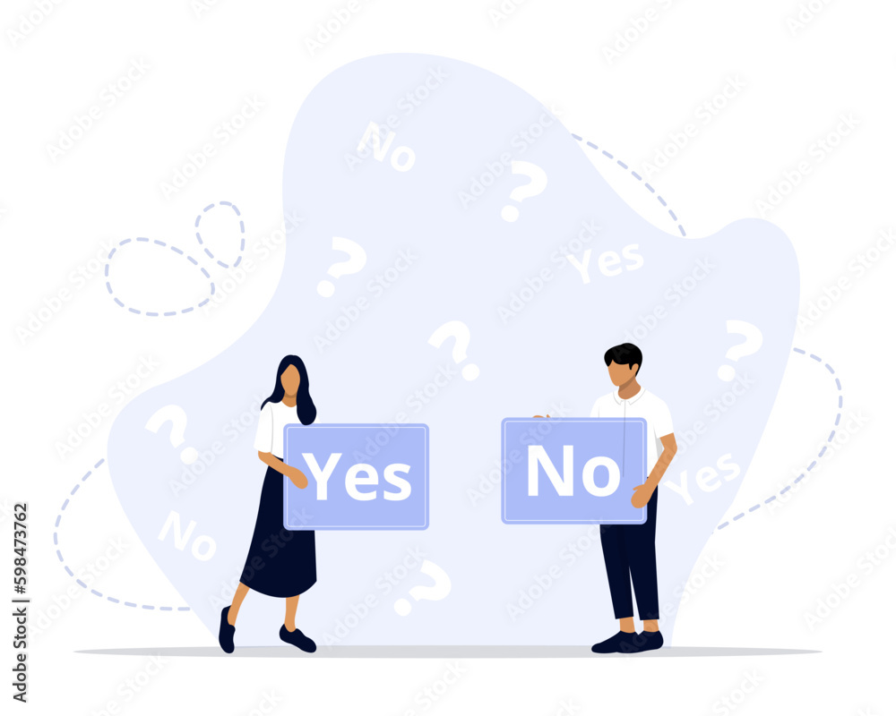 Yes or no concept illustration. Suitable for landing page, ui, web, App ...