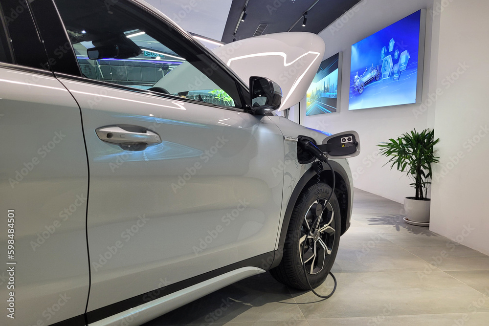 PENANG, MALAYSIA - 25 APR 2023: BYD electric car charging at an ...