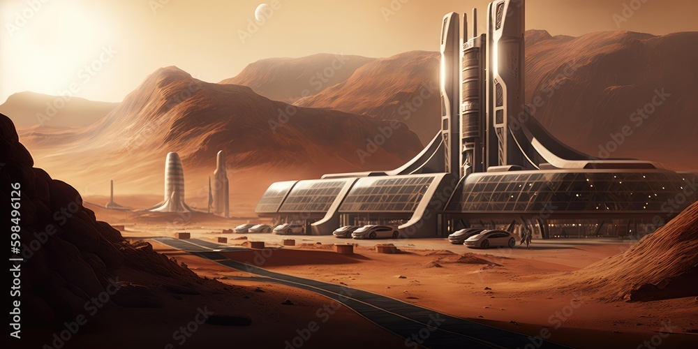 Futuristic building habitat on mars settlement from sci-fi novel ...