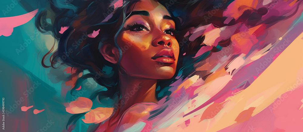 Woman celebration black lives matter, 8 march, civil rights, woman face ...