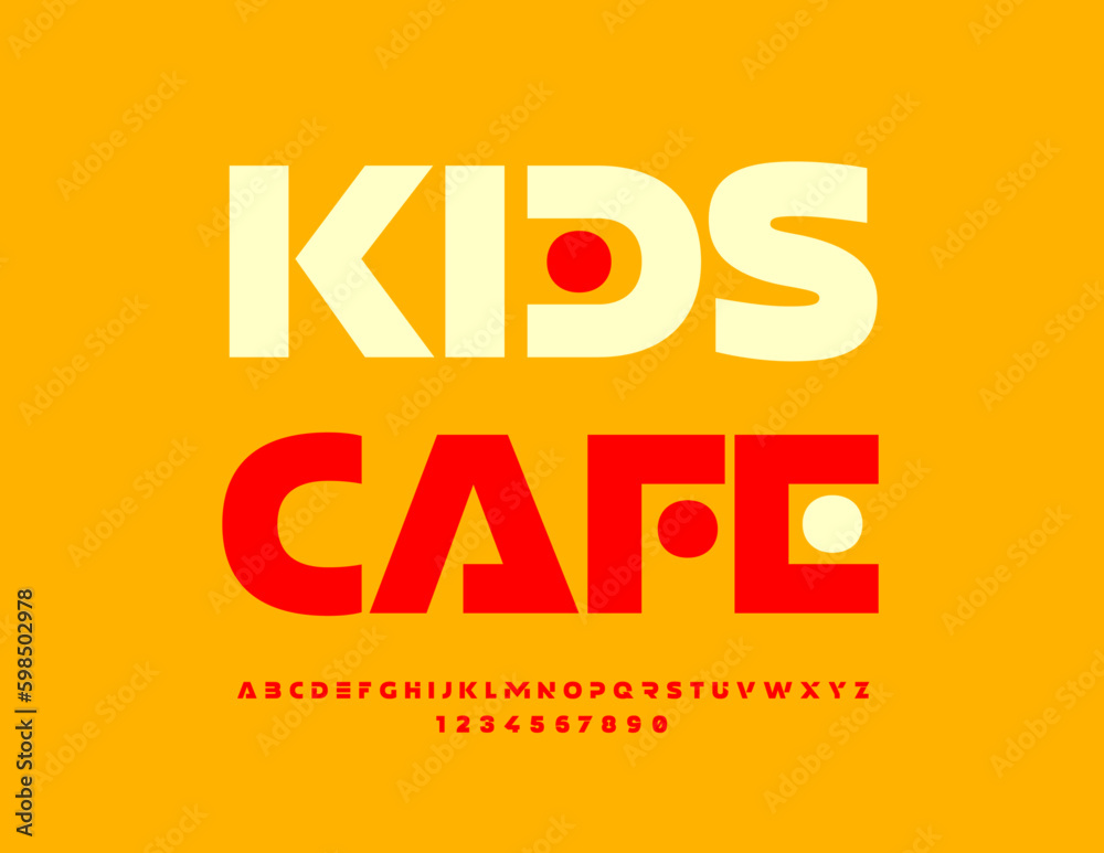 Vector bright logo Kids Cafe with abstract style Font. Creative ...