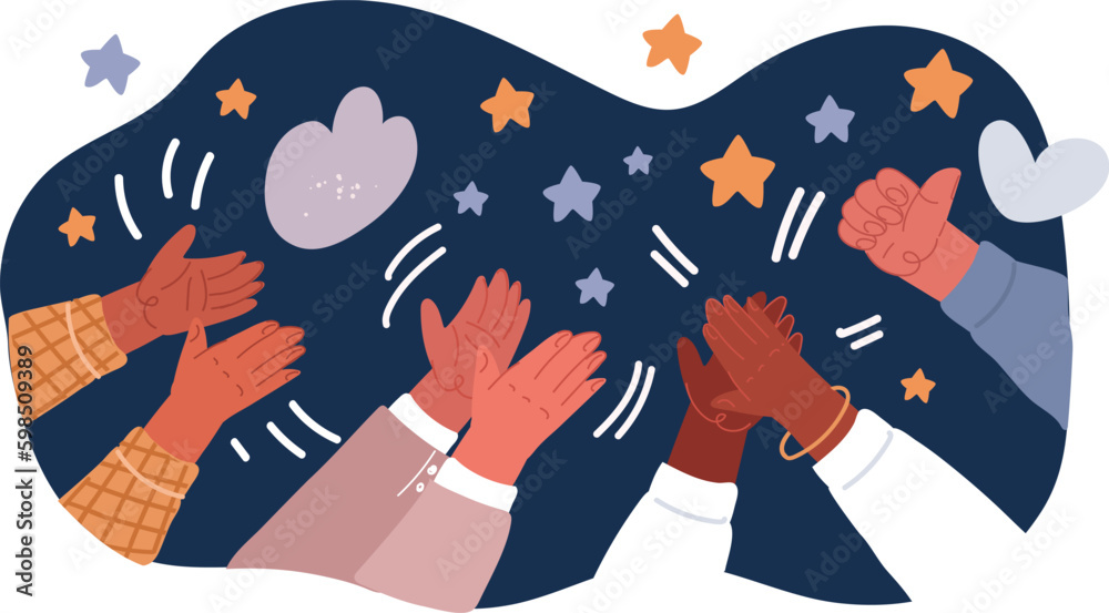 Cartoon vector illustration of Applause and like group of people. Hands ...