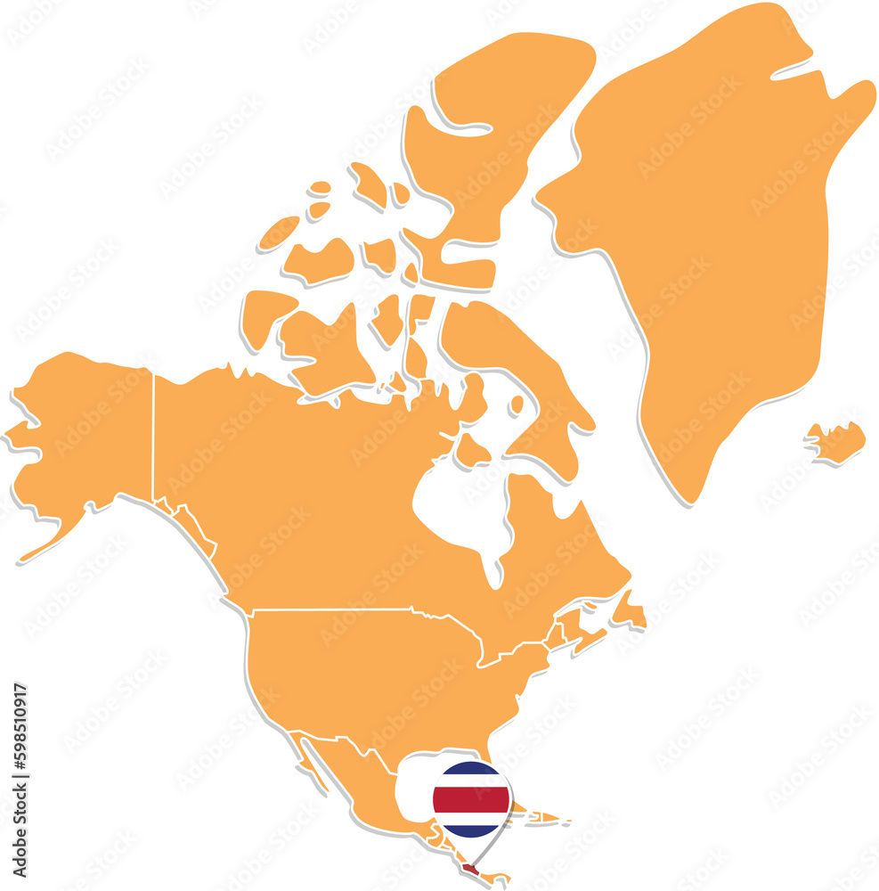 Costa rica map in North America, Costa rica location and flags. Stock ...