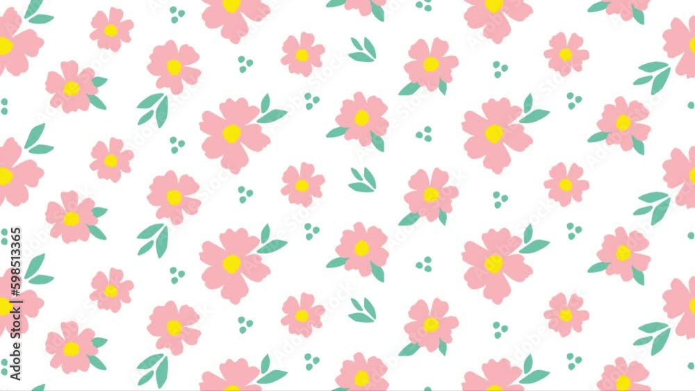 Simple animation. Moving floral background. Pink flowers on a white ...