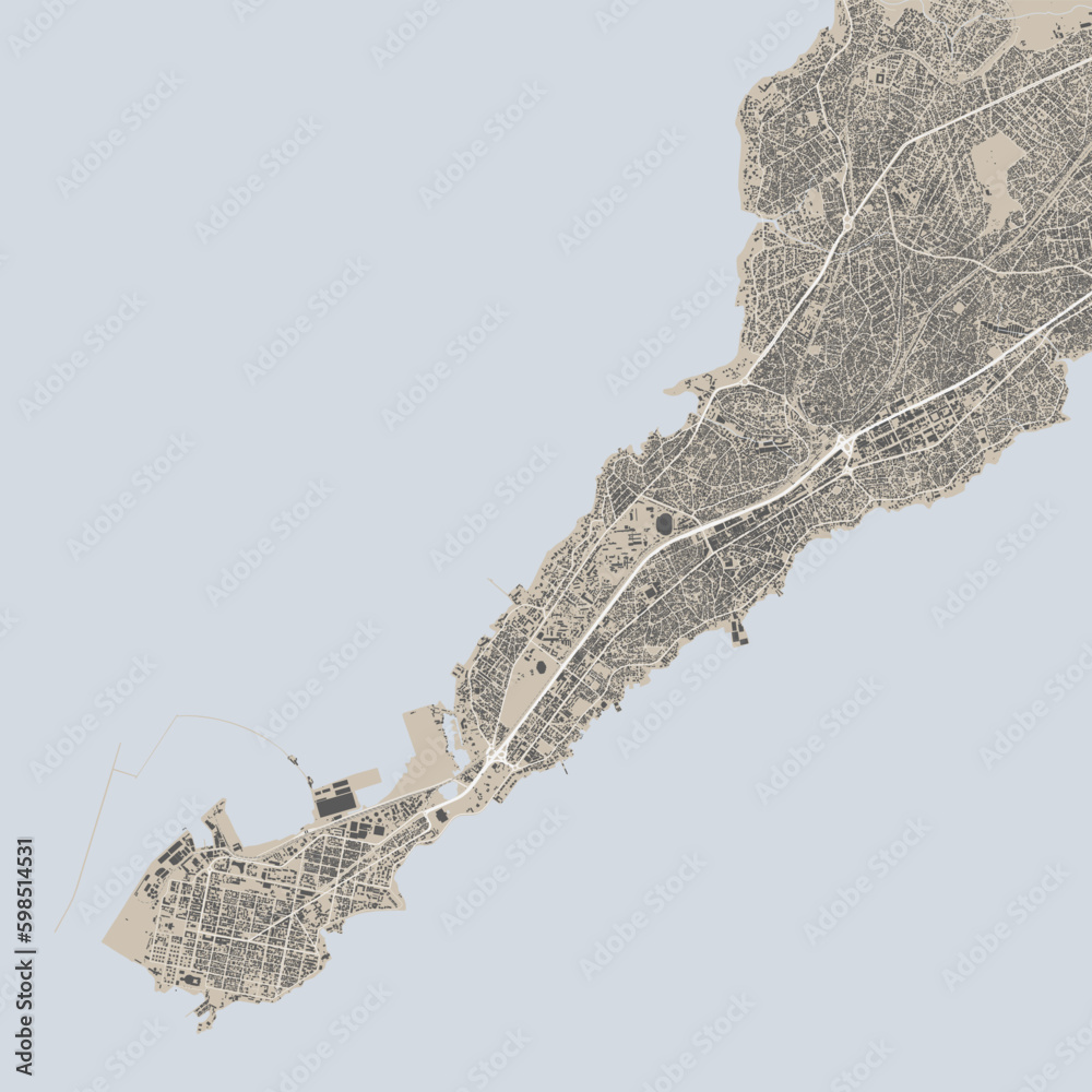 Conakry map, capital city of Guinea. Municipal administrative area map ...