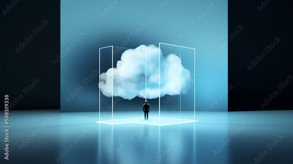 Innovative cloud management concept, abstract cloud within a ...