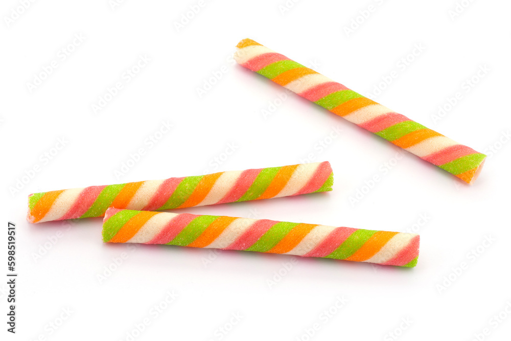 Wafer stick roll isolated on white background. colorful wafer stick ...