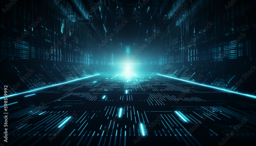 Abstract technology background. circuit dots, lines and binary data. Generative AI Stock ...