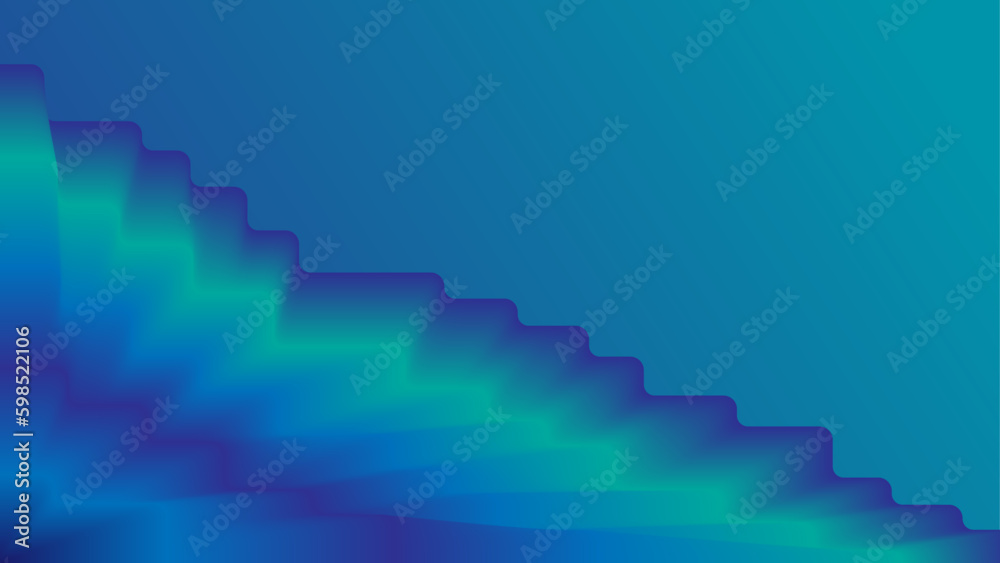 Gradient green blue purple stairs with curved edges and gradient ...