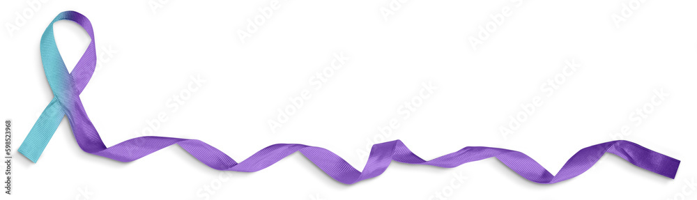 Teal and Purple Ribbon, Suicide Prevention Concept, Isolated Stock ...