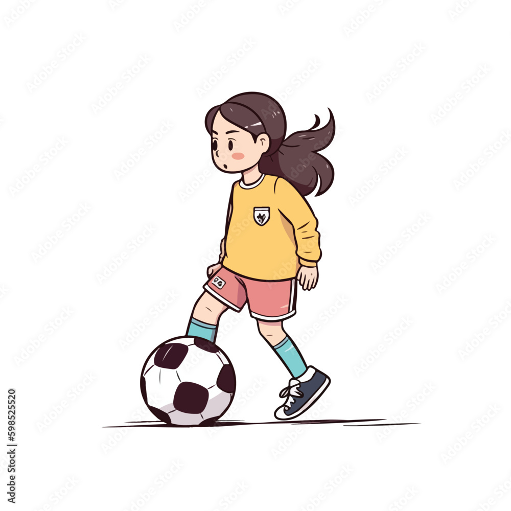 Girl Soccer Ball Cartoon