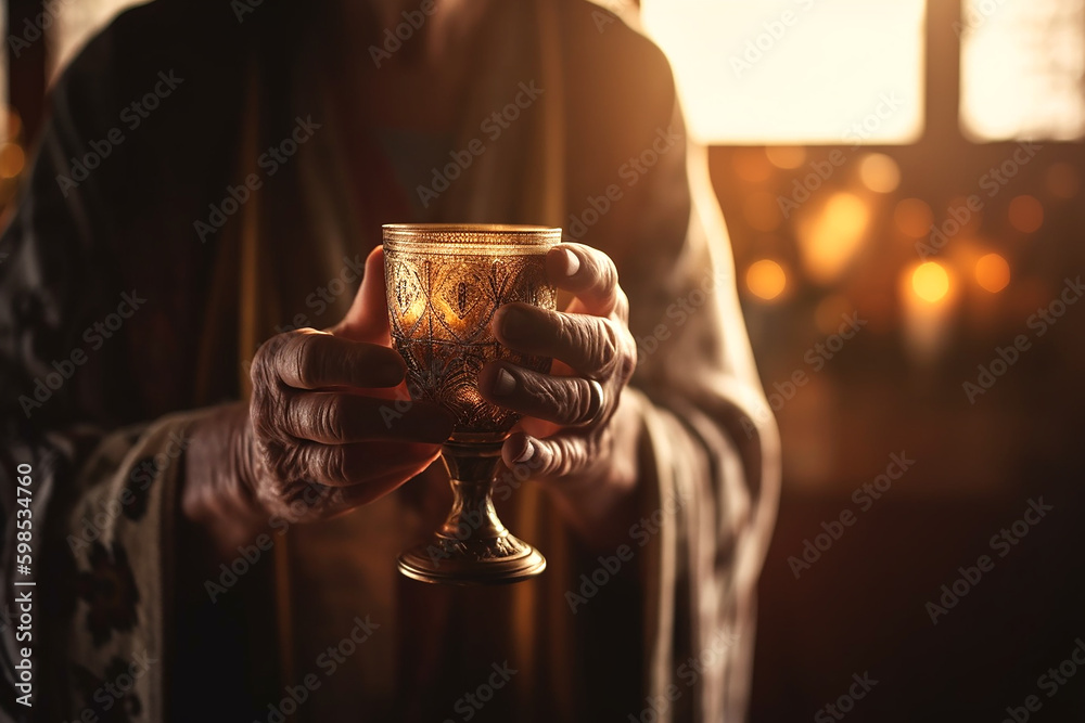 Hands of the pope celebrated the Eucharist with body and blood of ...