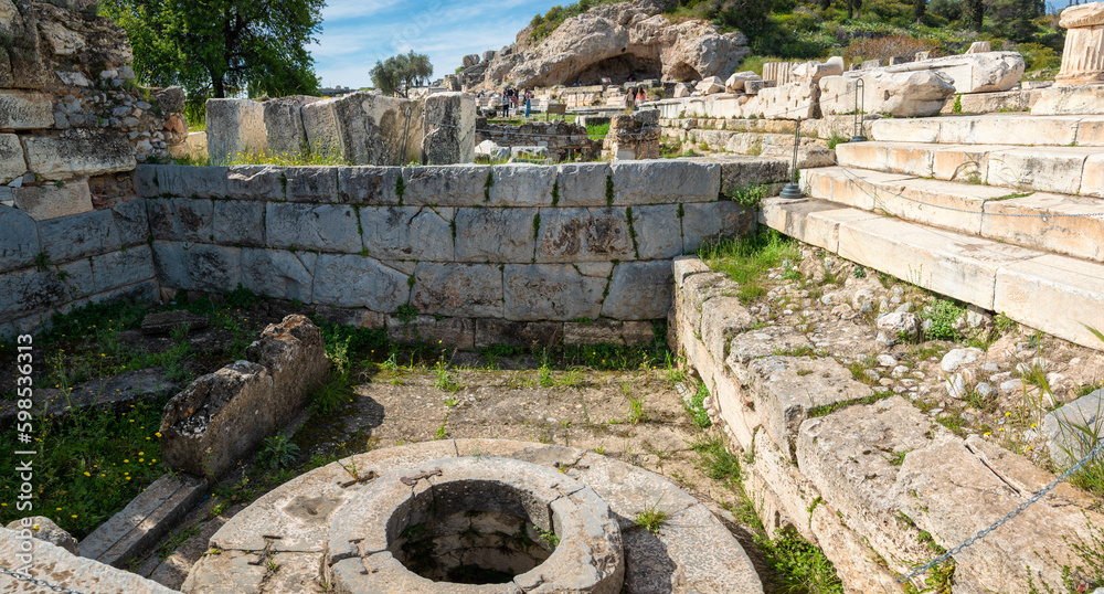 Archaeological site of Eleusis (Eleusina). Well of the fair dances ...