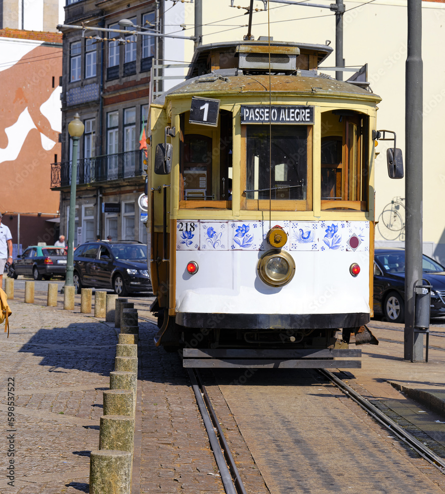 Tram 1 of Porto, a historic transport line of the Portuguese city ...