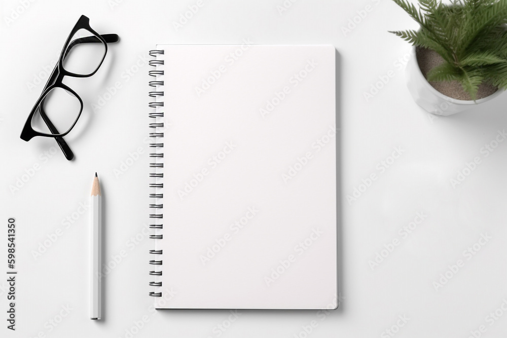 Blank white notepad sheet as mock up for writing. Generative AI Stock ...