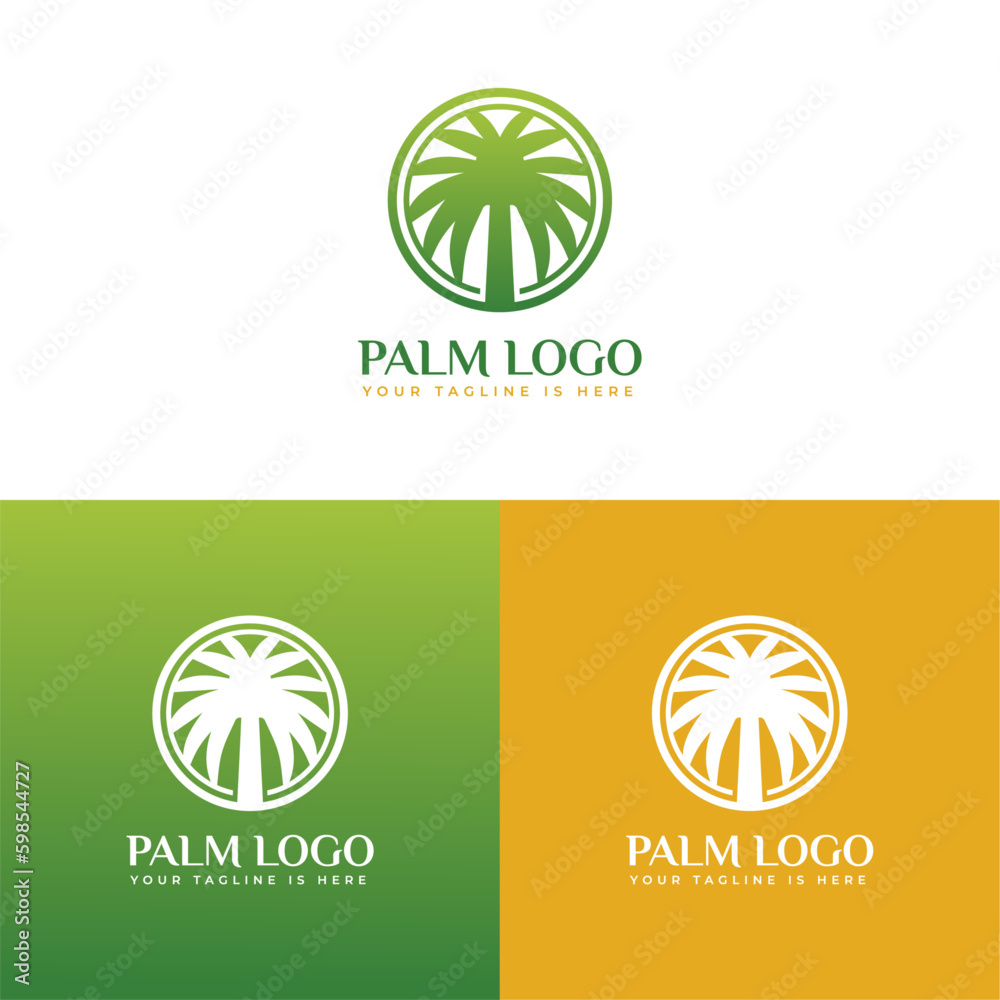 Green Palm Tree Logo Vector Design, with elegant, minimalist, and ...