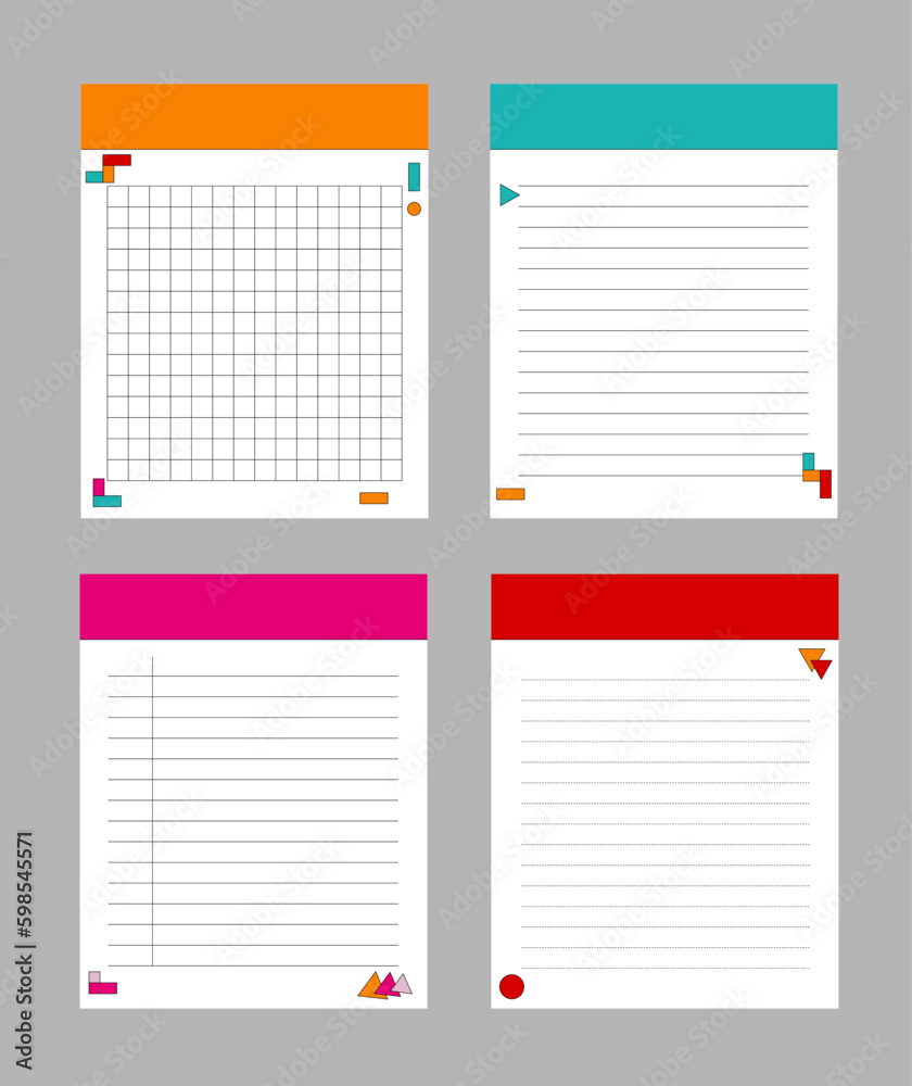 Notes paper sheet. Printable memo template. Vector illustration of the ...