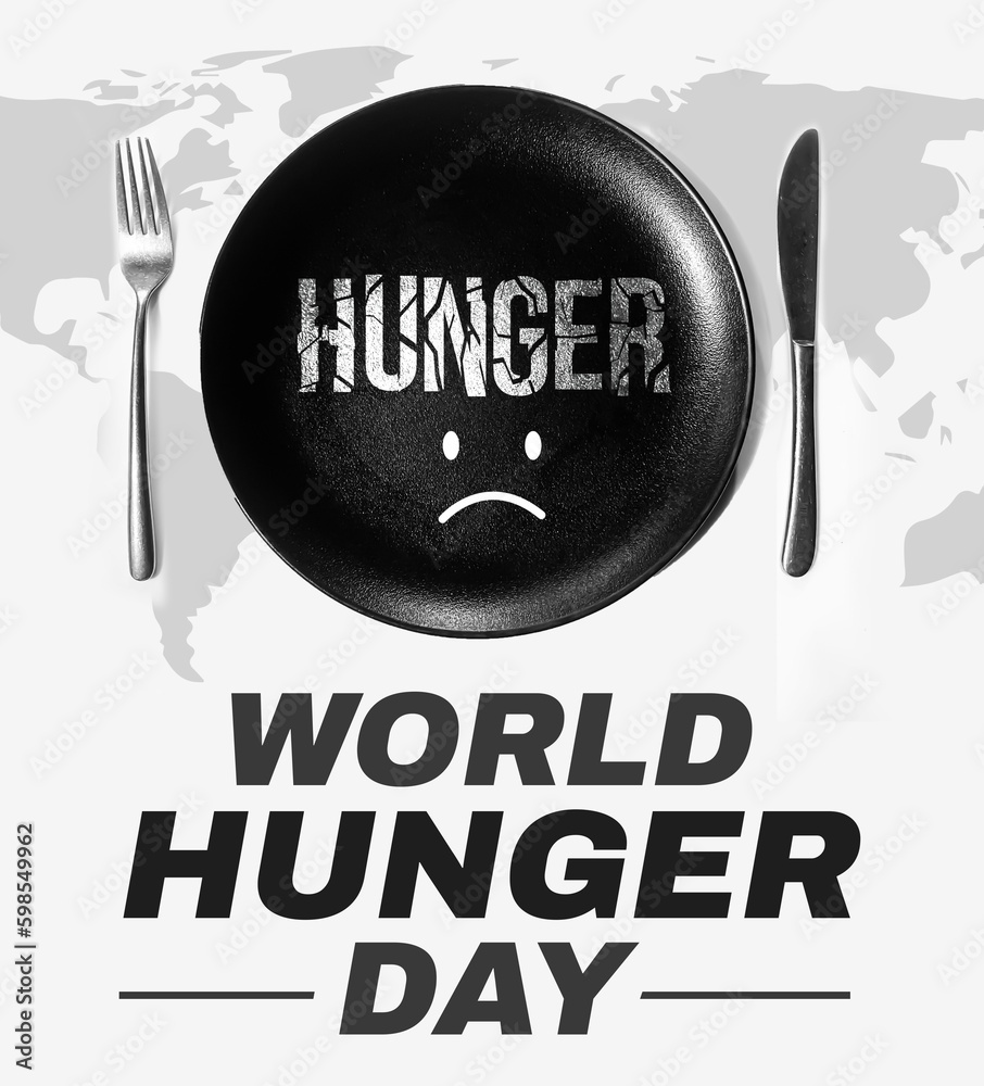 World Hunger Day wallpaper with sad plate and typography. Hungry Day ...