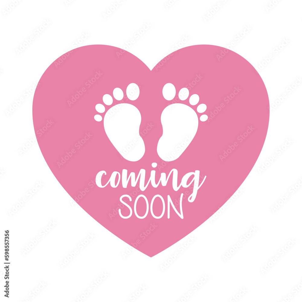 Anuncio de llegada de bebé niña. Letras mensaje Coming soon en texto ...