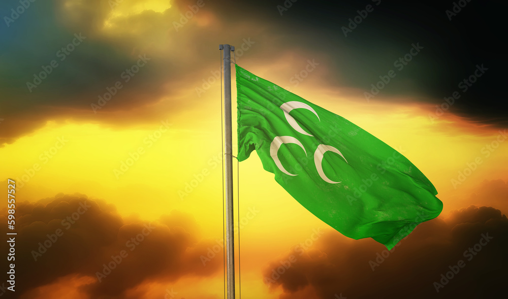 Ottoman State Flag, The Waving Ottoman State Flag is a 3d Visual Design ...