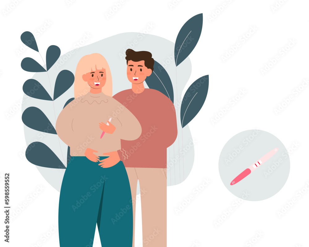 Happy relationship and expecting for baby concept. Happy couple man and ...