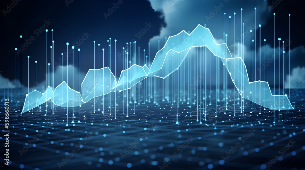 Cloud analytics concept visualized by abstract, glowing data lines on a ...