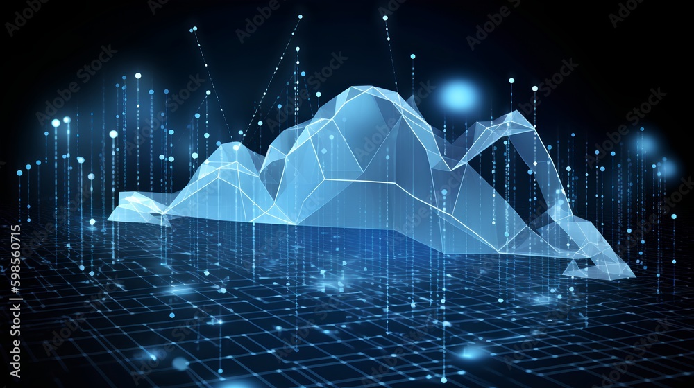 Cloud analytics concept visualized by abstract, glowing data lines on a ...