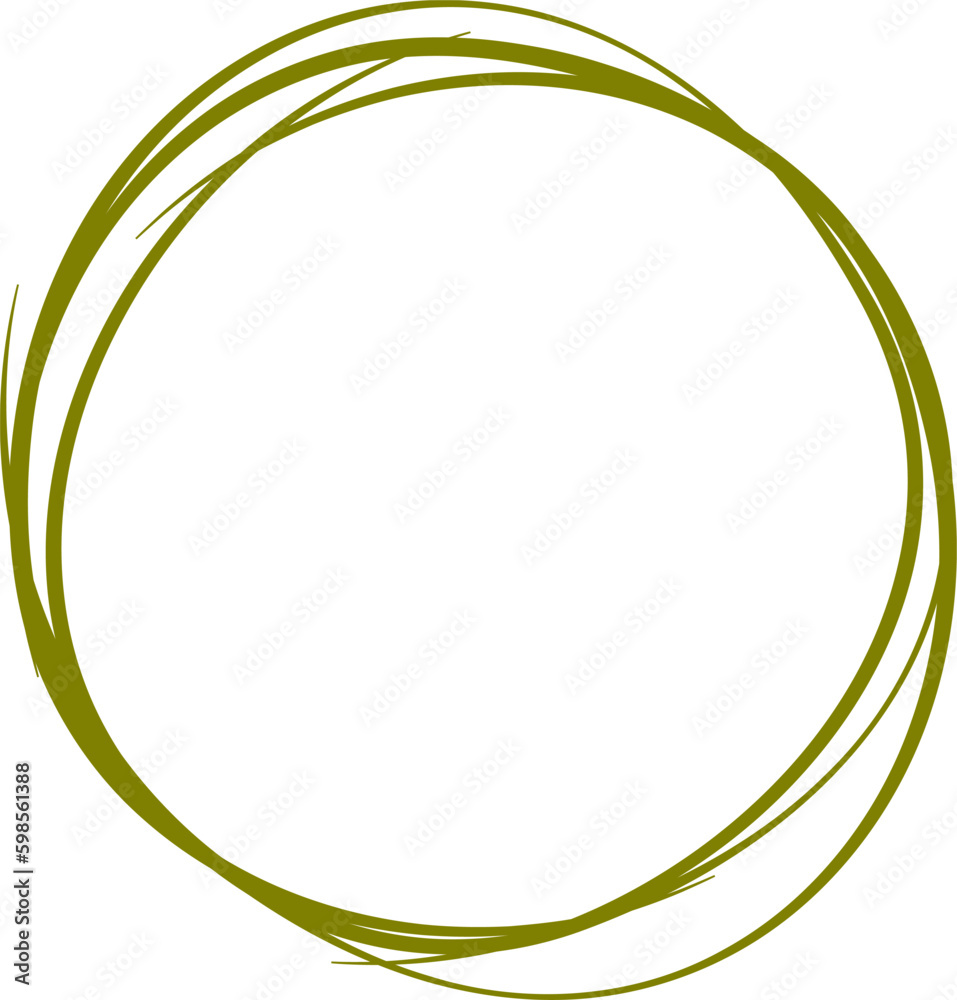 Olive green circle line hand drawn. Highlight hand drawing circle ...