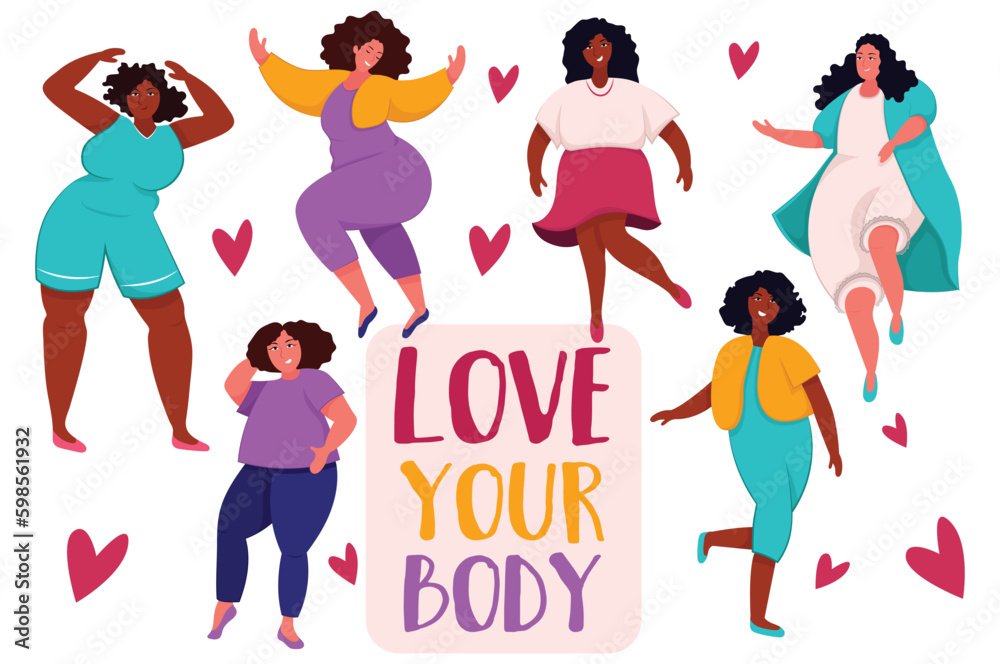 Love your body set. This is a flat, cartoon-style design set of ...