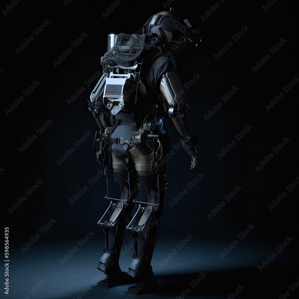 A futuristic, modular exoskeleton with advanced materials and adaptive ...