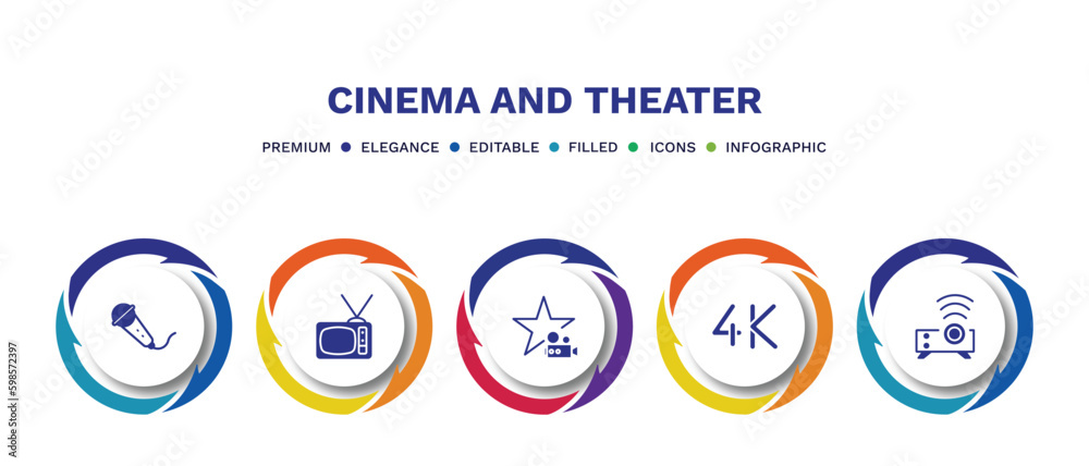 set of cinema and theater filled icons. cinema and theater filled icons ...