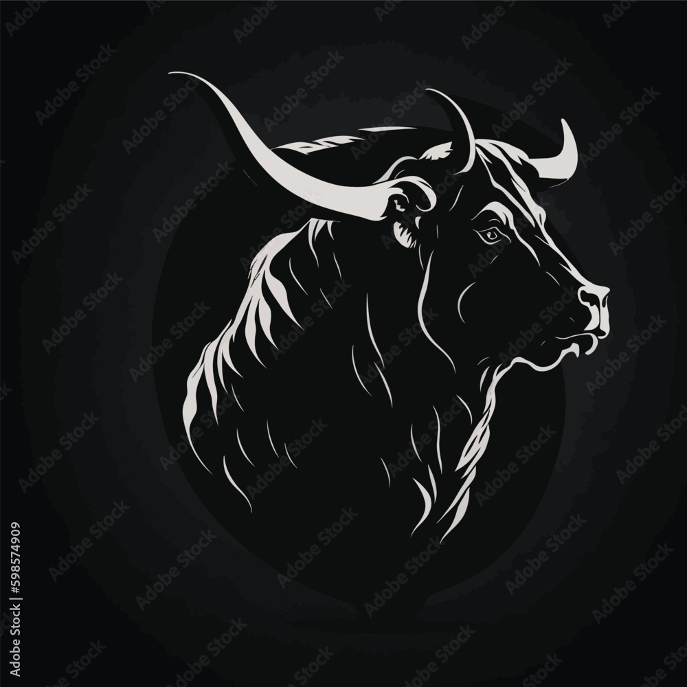 bull silhouette icon. strength and perseverance symbol. vector image of ...