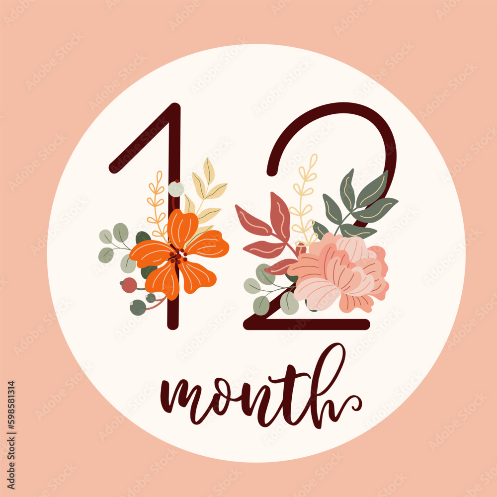 Boho baby first year Milestone cards with flowers. Today I am twelve ...